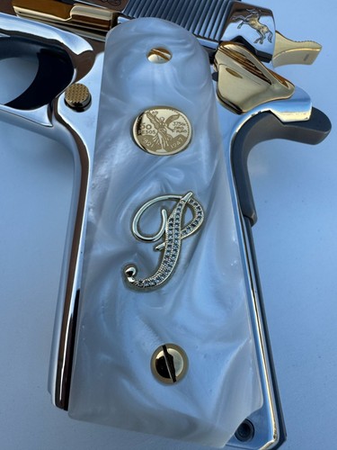 1911 Pearl Engraved Inlay Gold Filled 50 Pesos Coin "P Grips Colt 38 ...