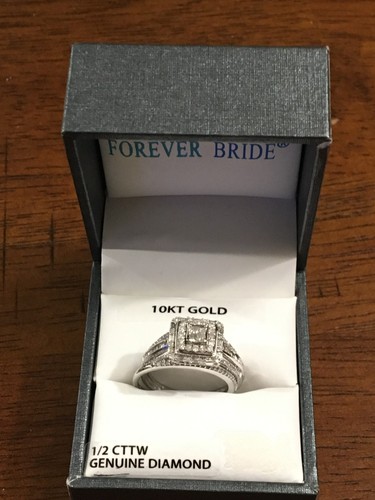 Forever Bride 10KT Gold 1/2 cttw Genuine Diamond engagement set sz7 | eBay