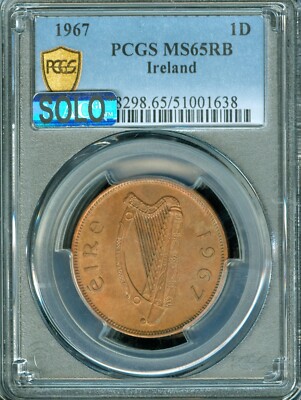 1967IRELAND 1D PENNY PCGS MS65 RB MAC SOLO FINEST SPOTLESS RARE . | eBay