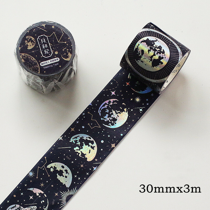Retro Star Moon Holographic Adhesive Washi Tape Journal Scrapbooking ...