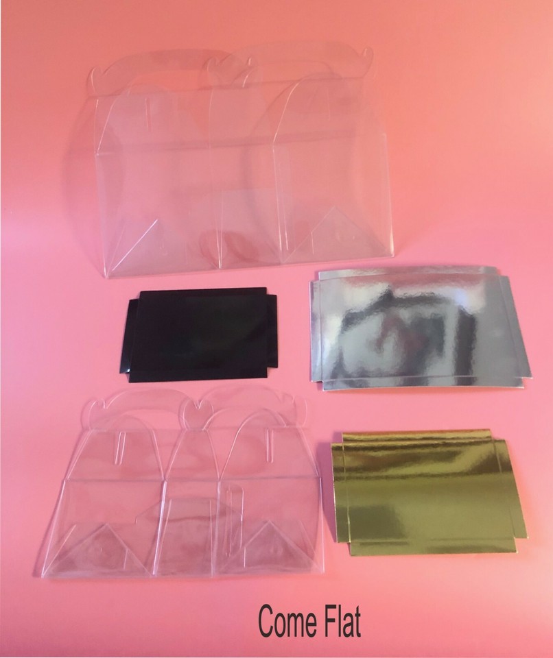 24-144~Clear Plastic APET Handle Top Automatic Bottom Boxes with Color ...