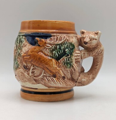 Vintage Cup Mug Embossed Forest Animals Raccoon Deer 4" Tall VTG Japan ...