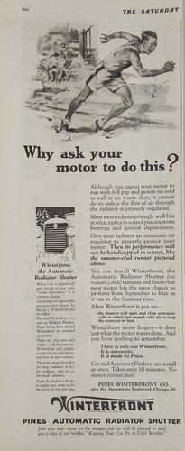 1925 Print Ad Winterfront Automatic Radiator Shutters for Cars Chicago ...