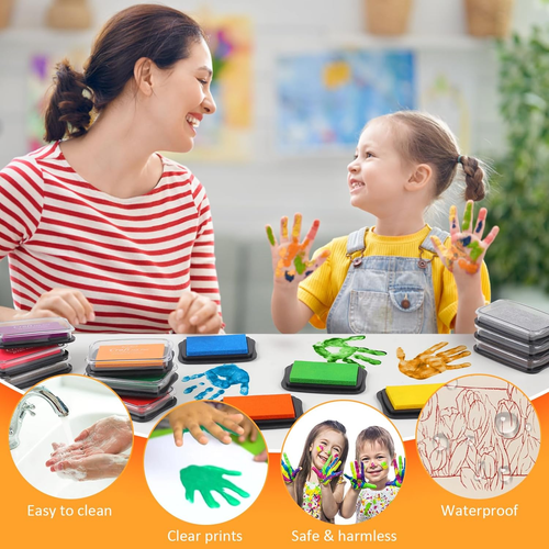 Large Finger Ink Pads for Kids Washable Craft Ink Stamp Pads 16 Color ...
