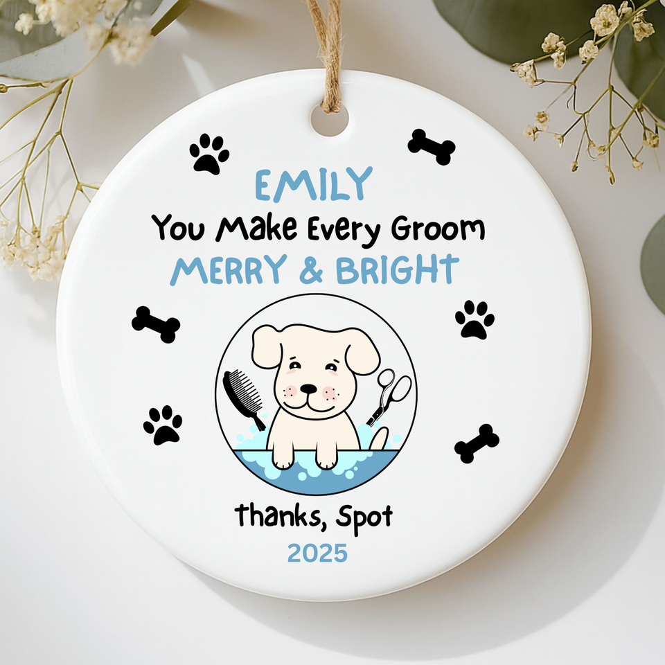 Personalized Dog Groomer Ornament | Ceramic Pet Groomer Decoration ...