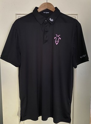 LIV Golf Range Goats Polo Shirt Mens Large Jet Black Pink Goat Logo | eBay