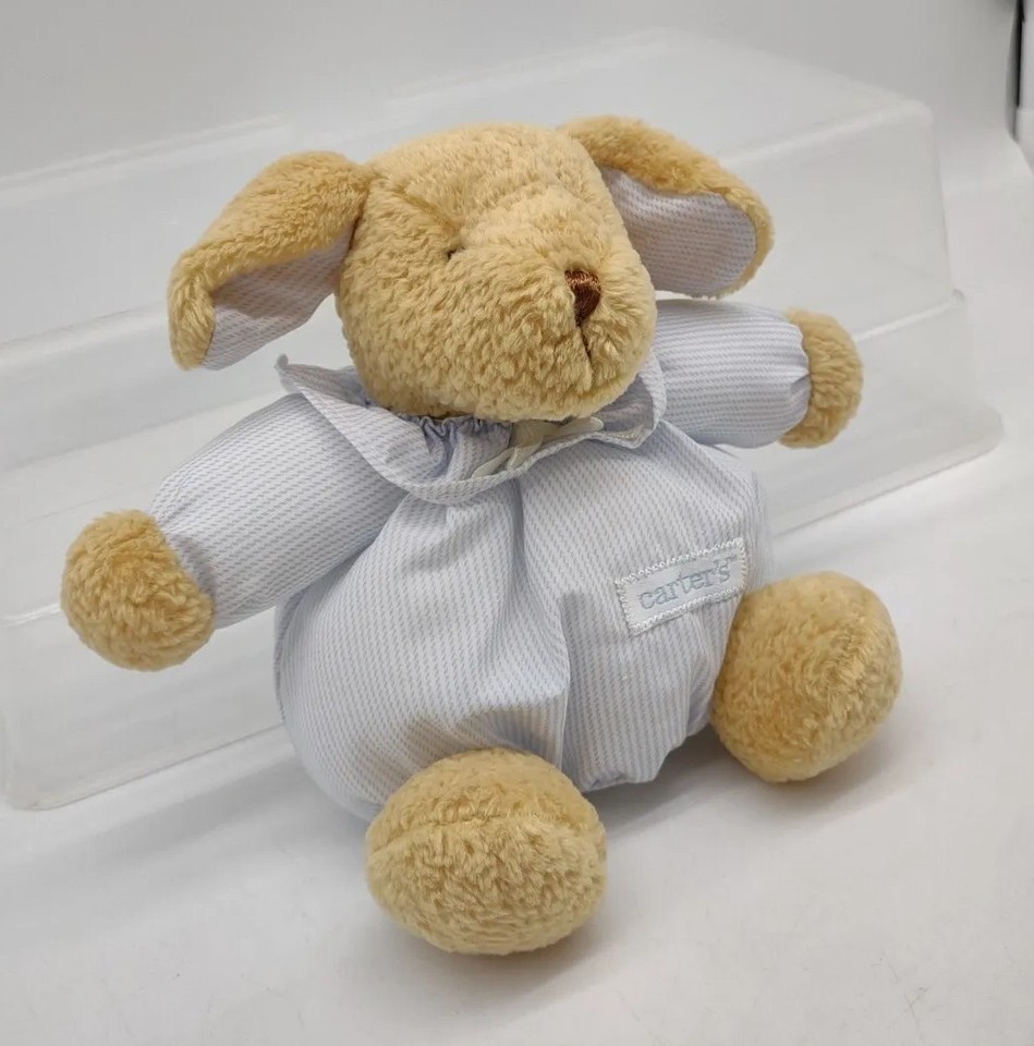 Carter's Baby Plush Puppy Dog Rattle Blue Striped Clothes #43993 Just ...