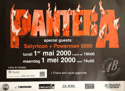 Pantera - Satirycon + Powerman 5000 - Belgique Year 2000 - 60x90cm ...