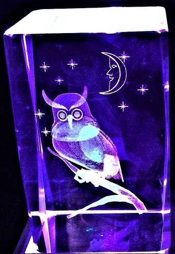 3D WATCHFUL NIGHT OWL MOTHER'S DAY CRYSTAL Laser+4 LED LIGHT BASE NEW ...