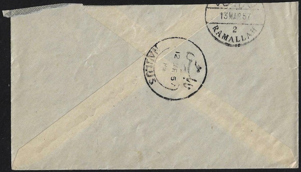 JORDAN PALESTINE 1957 TULKARM TYING 15 FIL MOSQUE OF OMAR TO NABLUS VIA ...