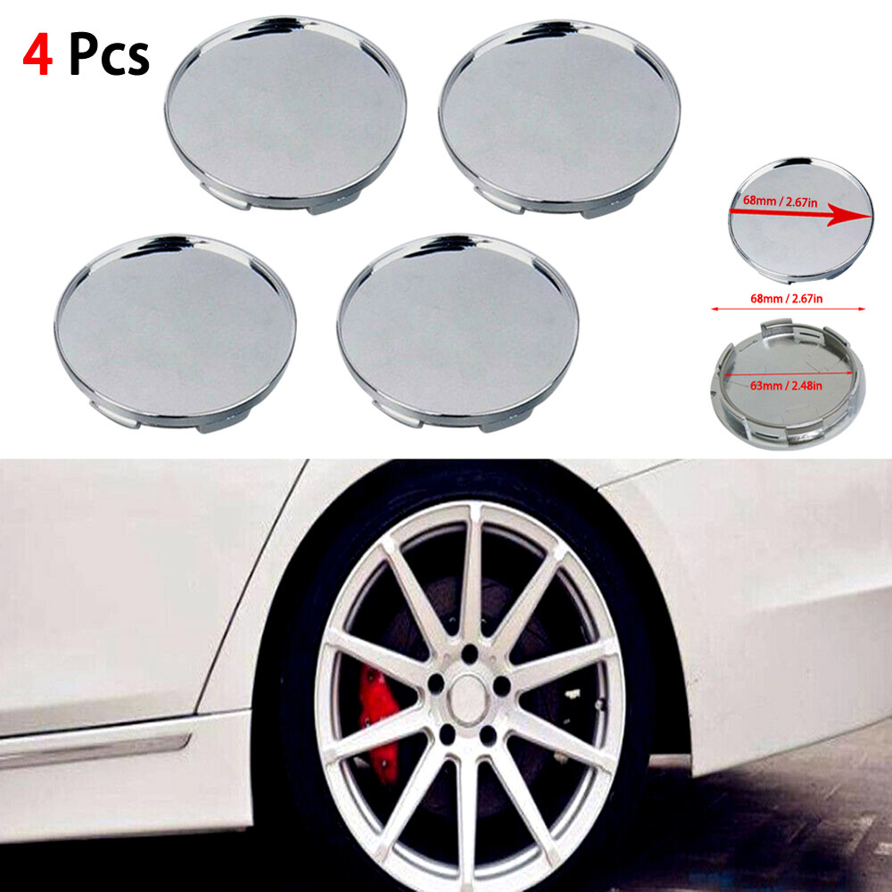 4Pcs Chrome Silver Car Wheel Center Hub Caps Covers No Logo Accessory ...