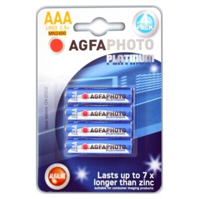 4 x AgfaPhoto AAA Platinum Alkaline Batteries 1.5V - LR3 MN2400 R3 R03 ...