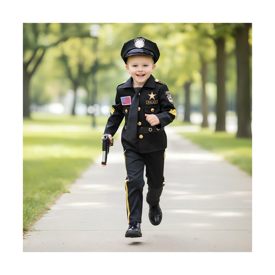 Soyoekbt Police Officer Costume for Kids Cop Costume Outfit Set for ...