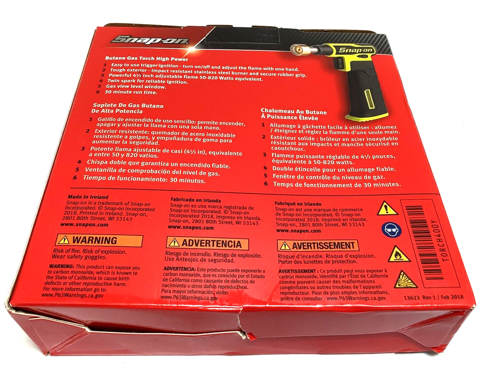 NEW Snap-on Torch 400 Torch400Y Butane Gas Torch Red High Power | eBay