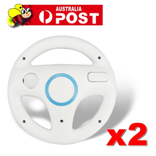 2x White Wii Racing Steering Wheel for Nintendo Wii U Wii Remote ...