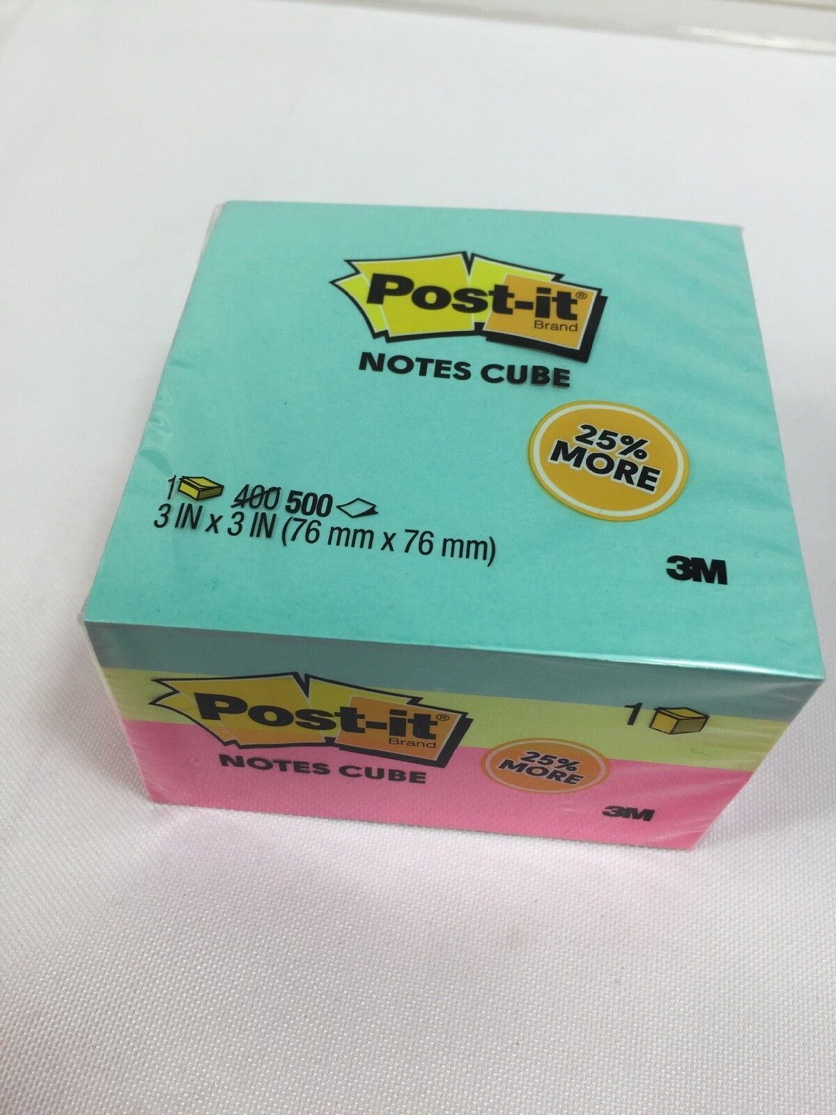 (7) Post It Notes Cube 3x3in Ultra Bright 400/500 Sheets Pink Blue ...