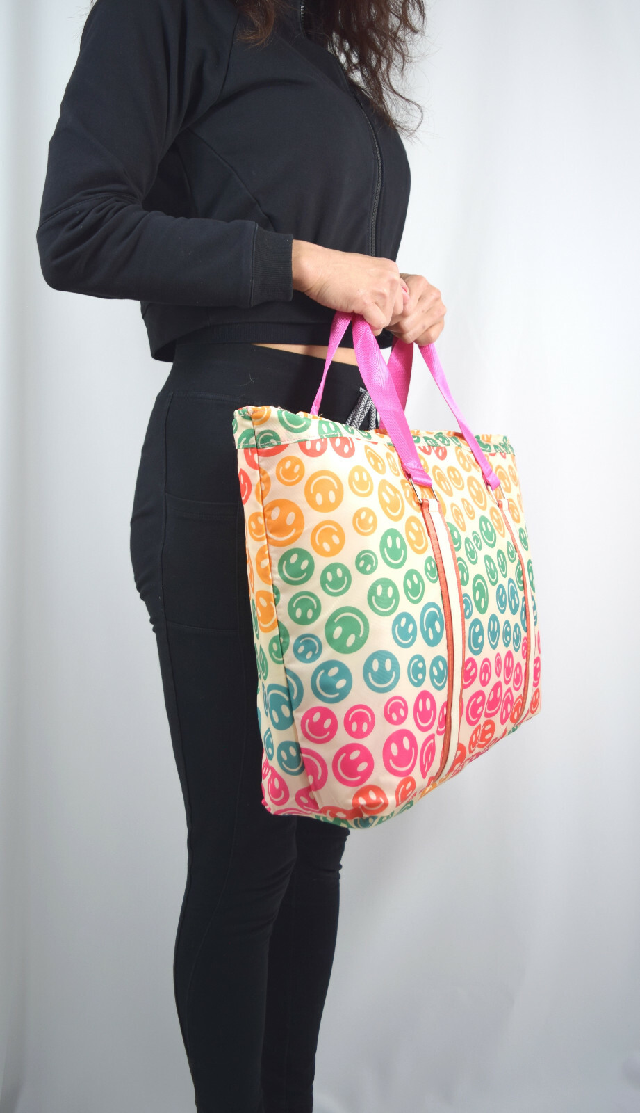 Katydid Boho Colorful Happy Face Smile All Over Large Travel Tote Bag ...