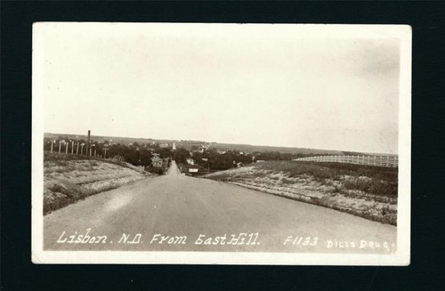Lisbon North Dakota ND 1920s RPPC Birds Eye View From East Hill, Hwy ...
