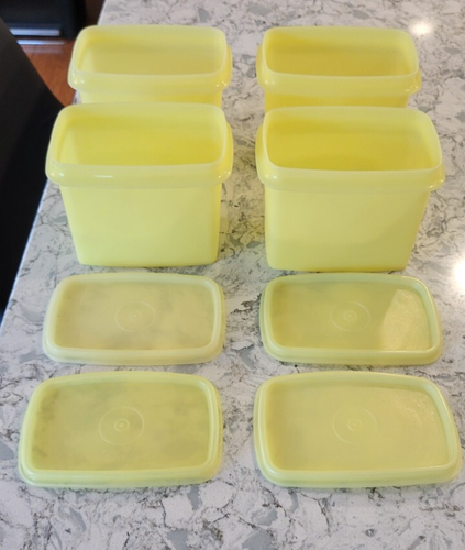Vintage Tupperware Yellow Shelf Saver Containers 1243-6 Lids 1244-2 Set ...