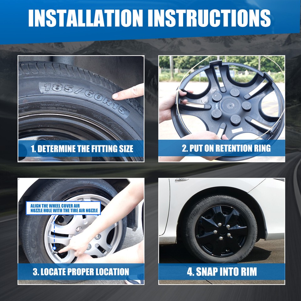 15'' 4pcs Wheel Guards For Car Accessories Wheel Covers Snap on For 15 ...