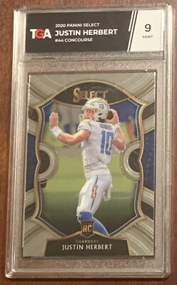 JUSTIN HERBERT 2020 Panini Select Concourse 44 RC Rookie TGA 9 | eBay