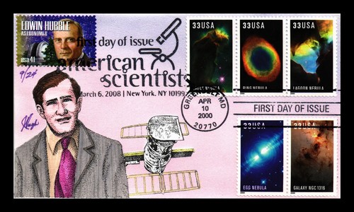 US COVER EDWIN HUBBLE AMERICAN SCIENTISTS FDC COMBO PUGH HAND PAINTED ...