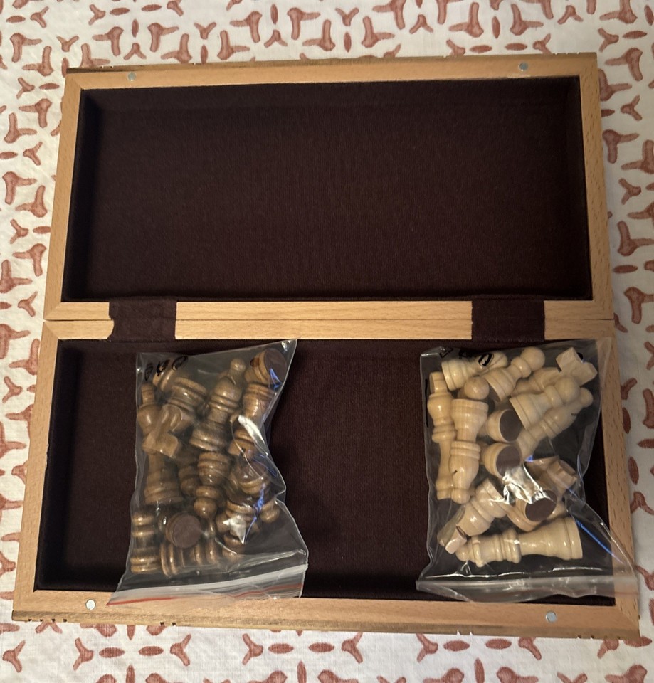 Hey! Play! Premium Wooden Chess Set - 12” Portable Folding Travel Chess ...