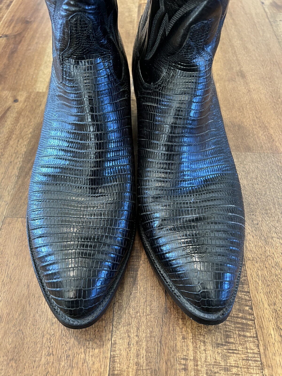 Lucchese Black Lizard Cowboy Boots Mens Size 12D - Gem
