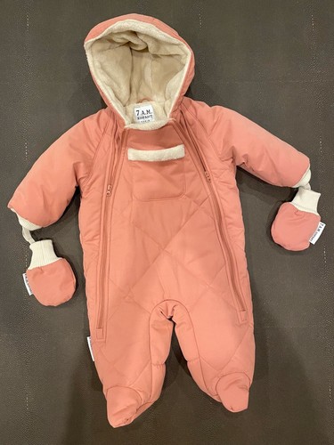 7AM Enfant Snowsuit BENJI PLUSH Rose 3-6M Girls Winter with Removable ...