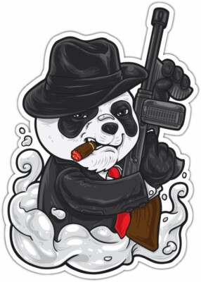 Panda Mafia Gangster Chicago Tommy Gun Car Bumper Vinyl Sticker Decal 4 ...