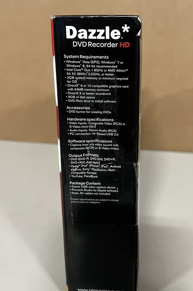 Pinnacle Dazzle DVD Recorder HD / Video Capture Device + Video Editing ...