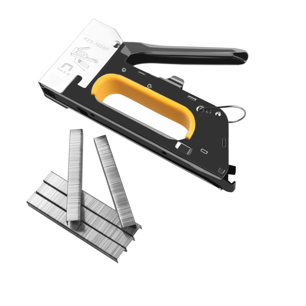 Heavy Duty Staple Gun Stapler + 6000 Staples Fastener Tool Kit Tacker ...