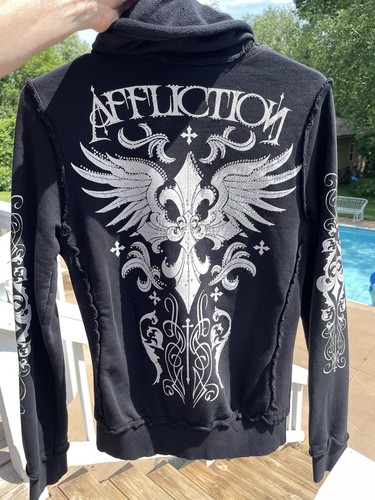 Affliction Live Fast Embellished Cross Sweatshirt Hoodie Full Zip ...