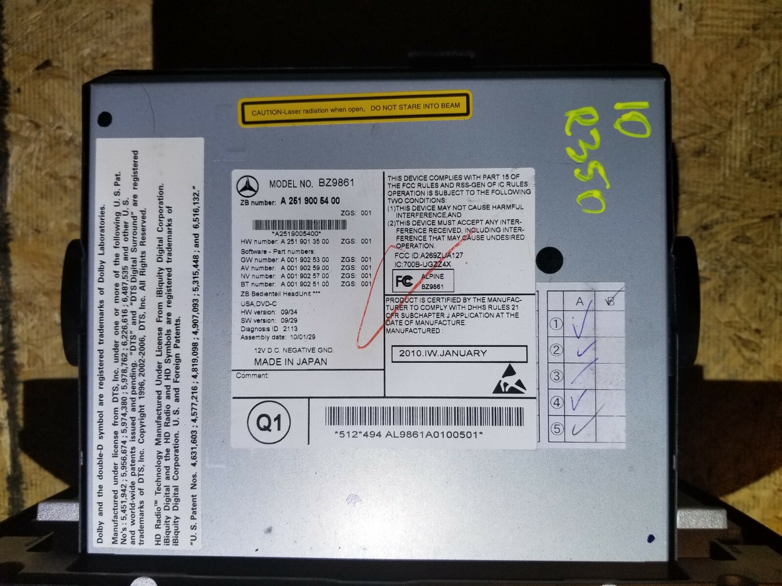 07 08 09 10 Mercedes-Benz R350 Head Unit Command Navigation Radio CD ...