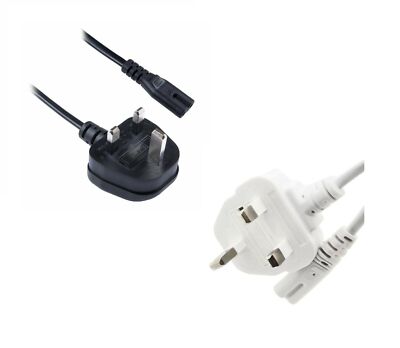 Figure of 8 Power Lead 2 Pin Mains Cable UK Plug Cable Cord C7 Fig ...