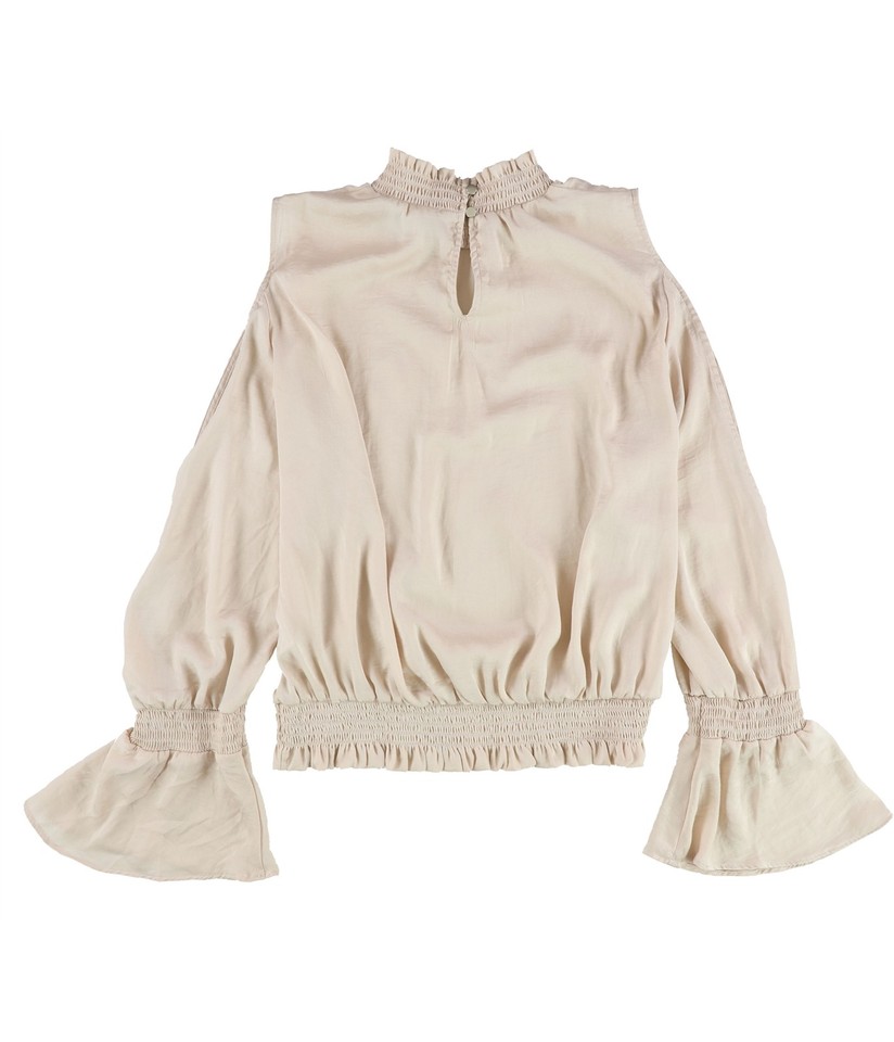 bar III Womens Split-Sleeve Shirred Knit Blouse, blush, M | eBay