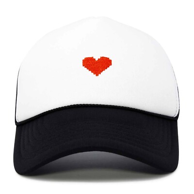 DALIX Pixel Heart Embroidered Valentines Mesh Trucker Hat | eBay
