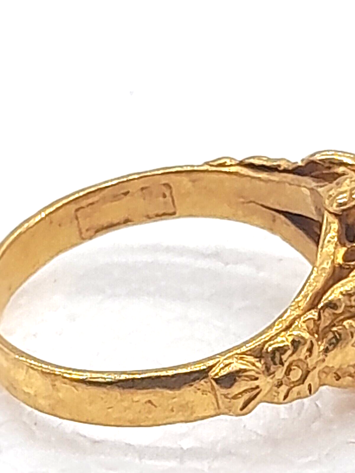 Vintage Stunning Solid 24k gold 8 mm Akoya Pearl claw bezel ring 6.4 g ...