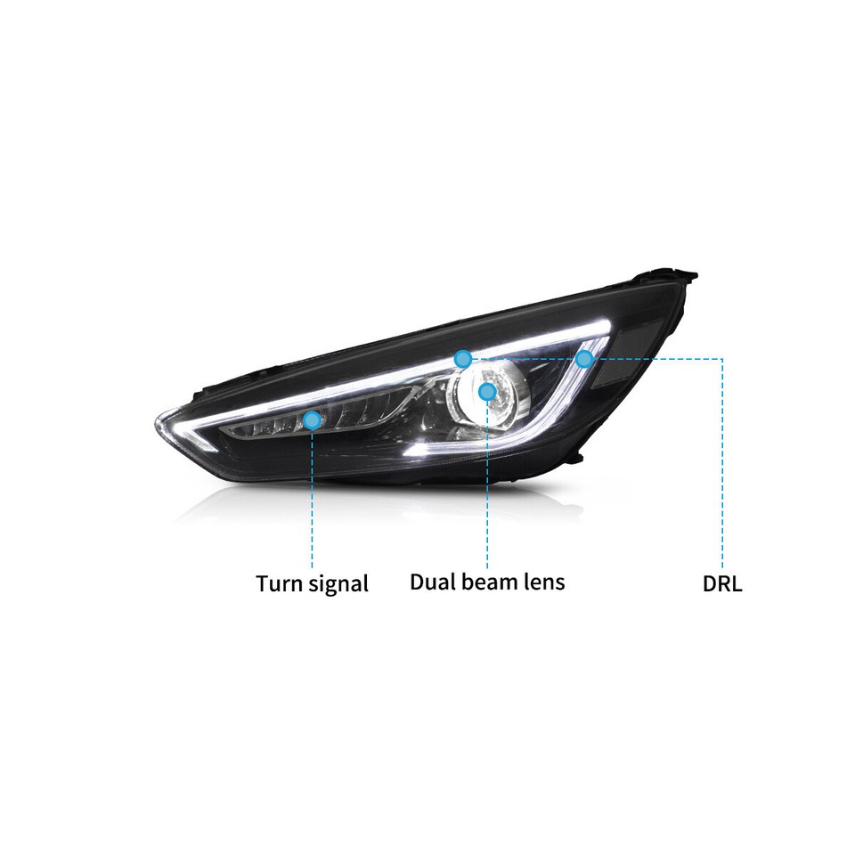 Sequential LED Signal 2015 2016 2017 2018 Ford Focus Black Projector ...