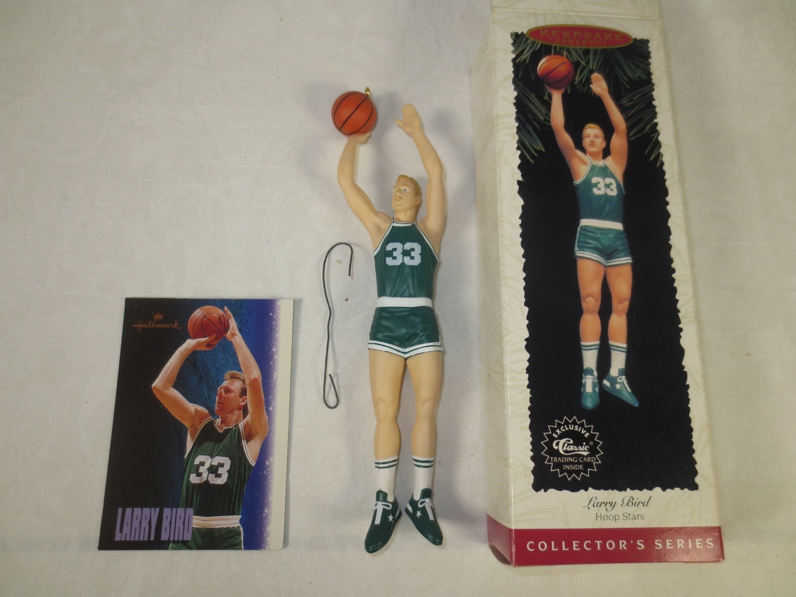 Boston Celtics Larry Bird Hallmark Ornament w Trading Card & Box 1996 ...