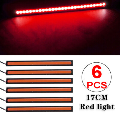 6pcs 12V LED Car Interior Red Strip Lights Bar Lamp Car Van Boat Home ...