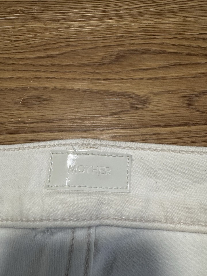 MOTHER Jeans Women’s Sz 28 The Insider Crop Step Fray Cream Puff Raw ...