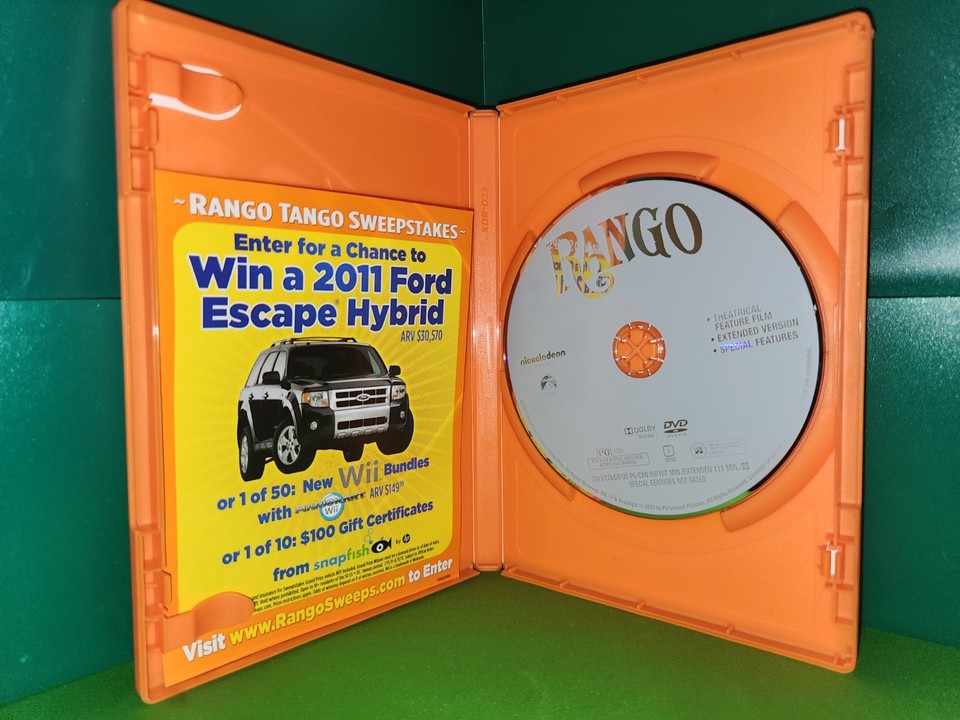 CIB w/ Insert - Rango (DVD, 2011, Paramount) Johnny Depp Nickelodeon ...