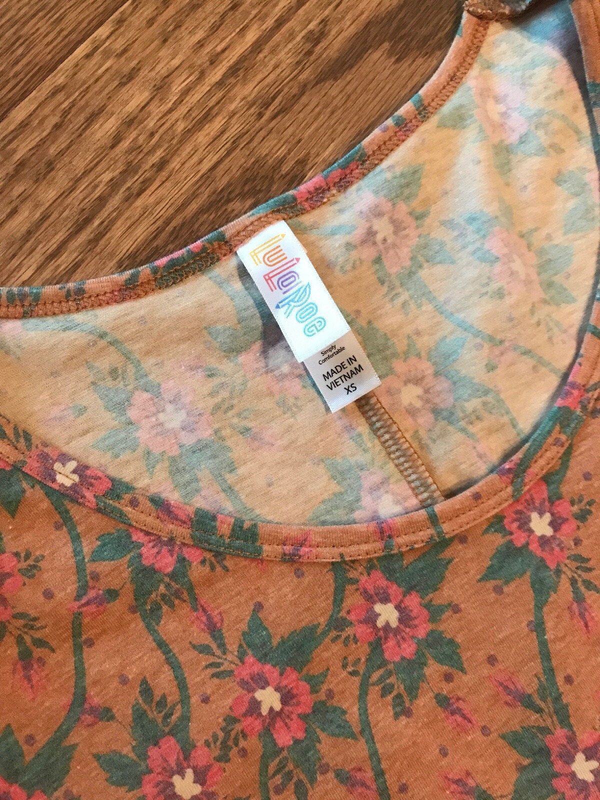 🌸 Lularoe Perfect T XS NWT Tan Green Pink Flower Floral | eBay