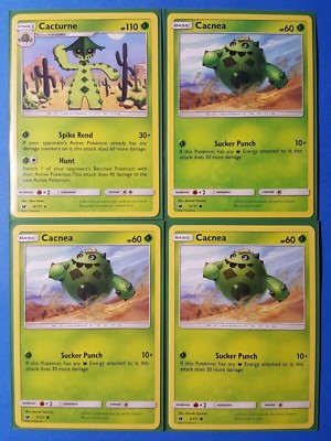 4x Cacturne 6/111, 4x Cacnea 5/111 Pokemon TCG card SM Crimson Invasion ...