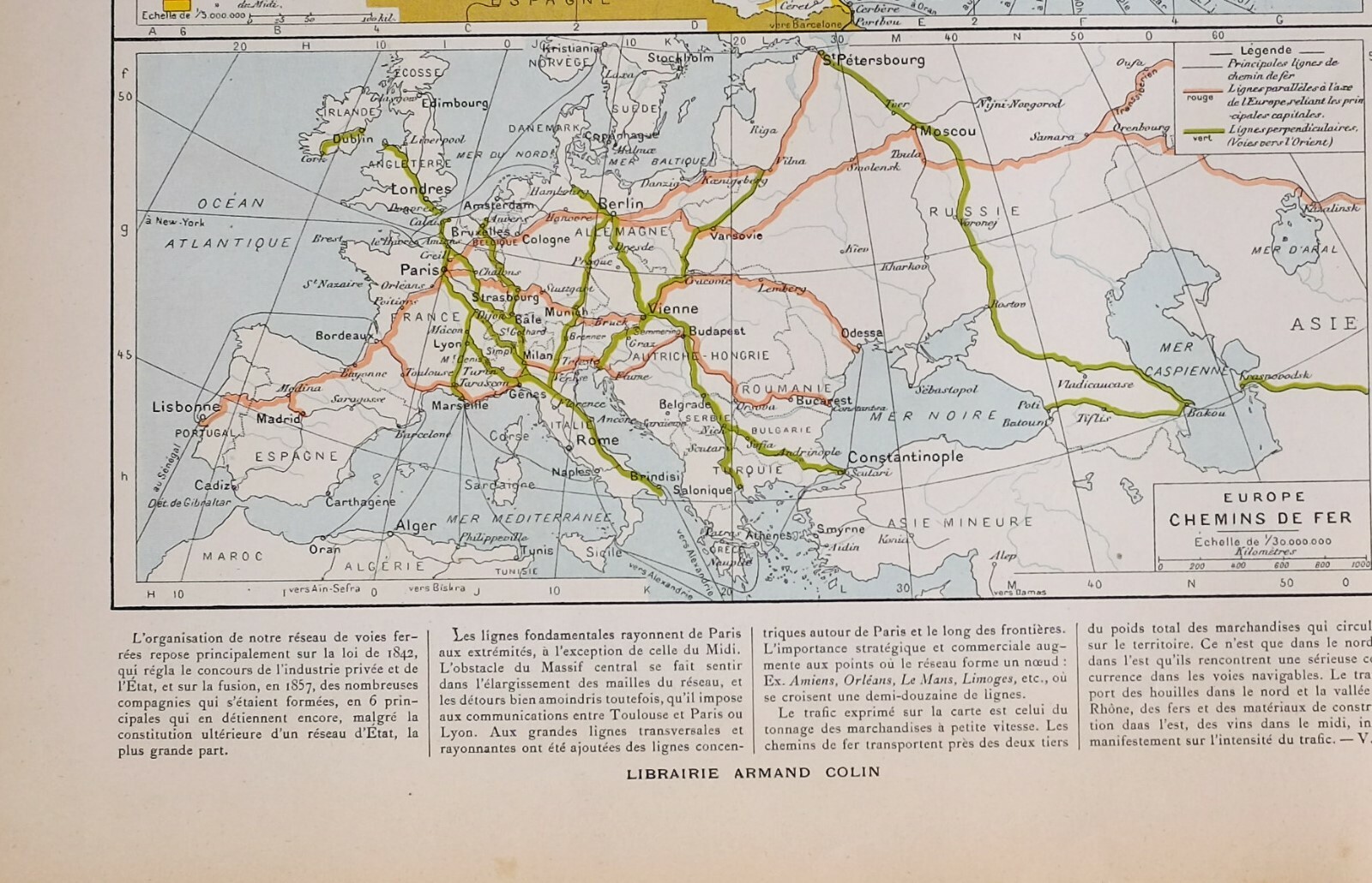 1913 MAP FRANCE RAILWAYS PARIS BORDEAUX ST NAZAIRE ORLEANS BAYONNE ...