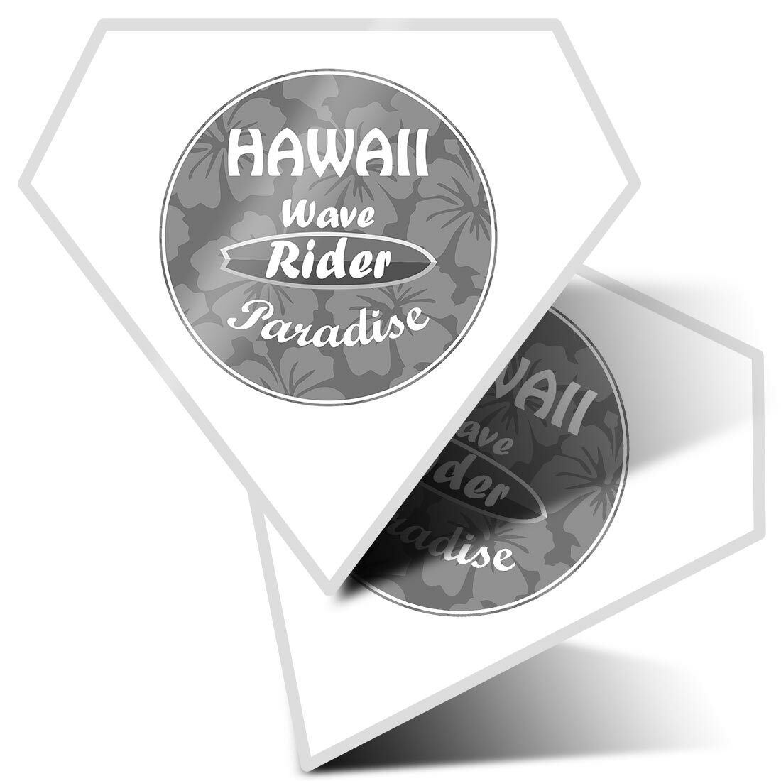 2 x Diamond Stickers 10 cm BW - Hawaii Wave Hibiscus Surf Tropical ...