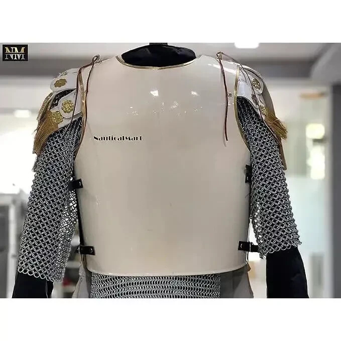 White Medieval Roman Muscle Cuirass Armor Knight Breastplate Cuirass ...