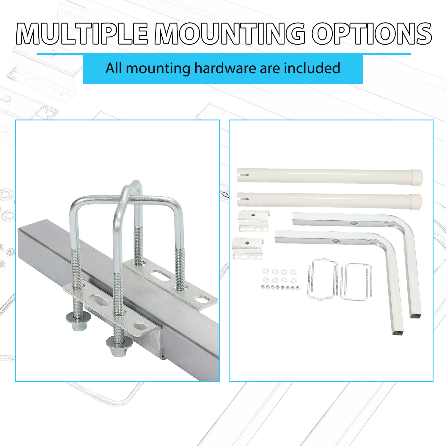 Pair 60" Boat Trailer Zinc-Plated Guide On Post Kit With PVC Poles ...