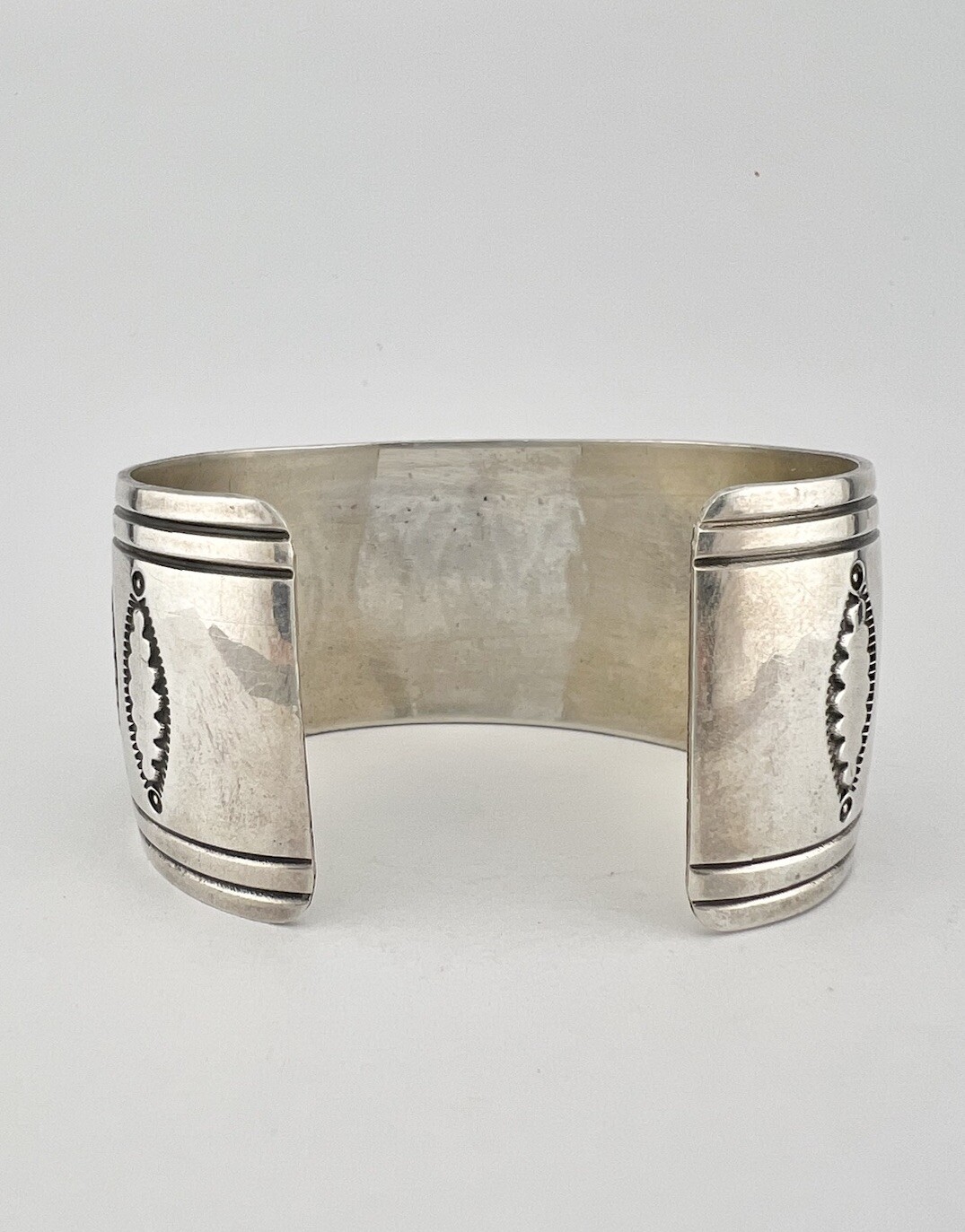 HUGE Vtg Mike Begay Navajo Sterling Silver Deep Stamped Wide Cuff ...